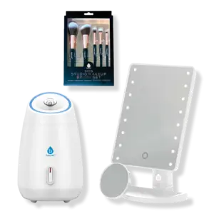 PURSONIC Led Vanity Mirror, Facial Steamer & 5-piece Brush Set - One-color