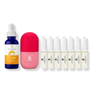 PURSONIC Ice Cube Facial Roller, Vitamin C Serum And Hyaluronic Acid Ampoule Set - One-color