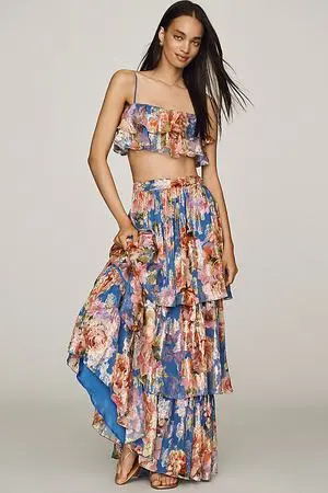 HERMANT & NANDITA Tiered Maxi Skirt - Blue