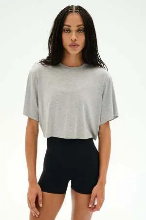 Splits59 Djuna Oversized Crop Jersey Tee - Heather Grey