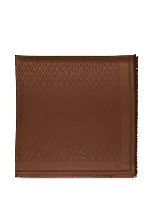 Valentino Garavani Shawl Toute La V In Wool And Silk - Brown