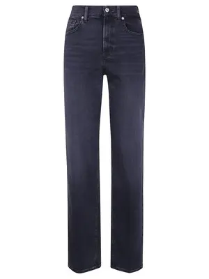 7 For All Mankind Stovepipe Straight Jeans - Black
