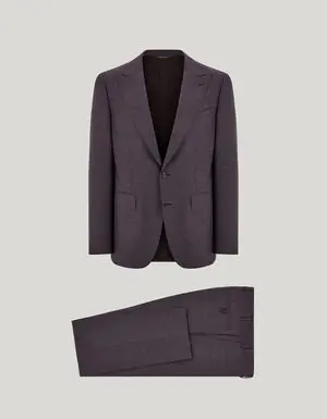 Canali Dark Brown Denim-effect Wool Single-breasted Modern-fit Suit