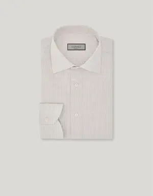 Canali And Burgundy Cotton Striped Regular-fit Shirt - White