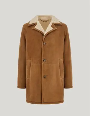 Canali Taupe Lamb Shearling Coat