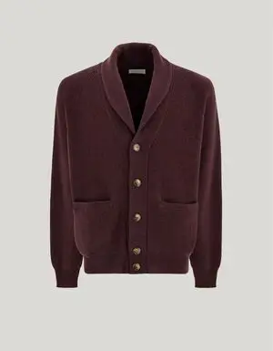 Canali Burgundy Cashmere Shawl Cardigan - Red