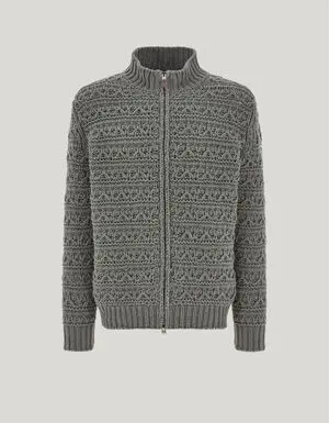 Canali Sage Alpaca Macro-structure Cardigan