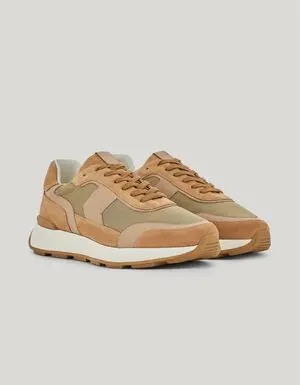 Canali Technical Fabric And Leather Runner Sneakers - Brown