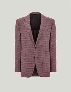 Canali Mauve Wool And Silk Houndstooth Single-breasted Modern-fit Kei Jacket - Purple