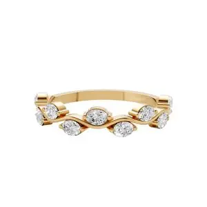 AYA FINE JEWELRY Twisted Diamond Stacking Ring With Oval Lab Diamonds In 14k Gold
