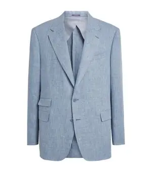 Ralph Lauren Purple Label Délavé Linen-blend Blazer - Blue