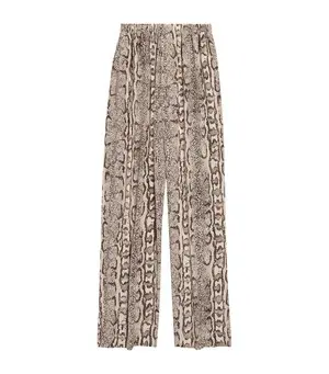 Balenciaga Silk Python Print Wide-leg Trousers