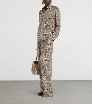Balenciaga Silk Python Print Wide-leg Trousers