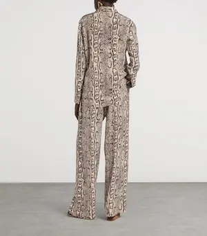 Balenciaga Silk Python Print Wide-leg Trousers