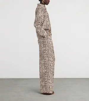 Balenciaga Silk Python Print Wide-leg Trousers