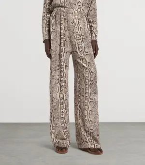 Balenciaga Silk Python Print Wide-leg Trousers