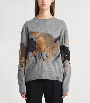 Stella McCartney Wool Horse Jacquard Sweater - Grey