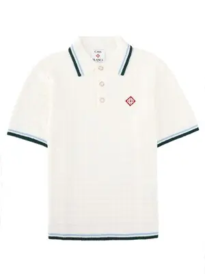 Casablanca Polo Bouclé Con Logo - White