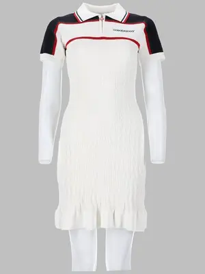 Casablanca Knit Polo Tennis Dress - White