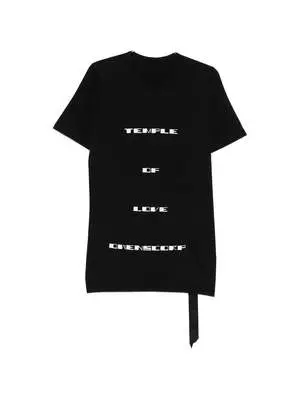 Rick Owens Crew Neck T-shirt With Front Print, 100% Cotton - Nero