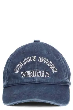 GOLDEN GOOSE Cotton Baseball Cap With Embroidered Logo - Blue