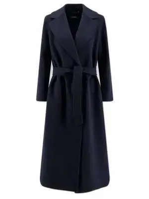 Max Mara S MAX MARA Hand-sewn Double-drap Pure Wool Jacket With Belt Blu