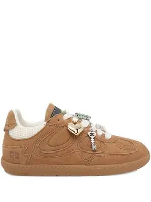 GANNI Suede Lace-up Sneakers With Charm Detailing - Marrone
