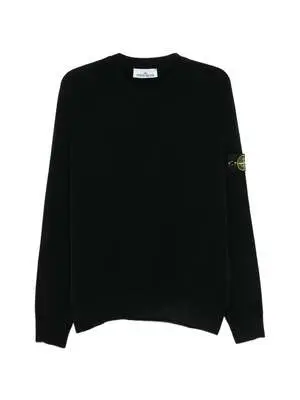 Stone Island Ribbed Turtleneck Sweater With Badge Detail - Nero