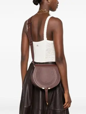 Chloé Marcie Leather Saddle Bag - Brown