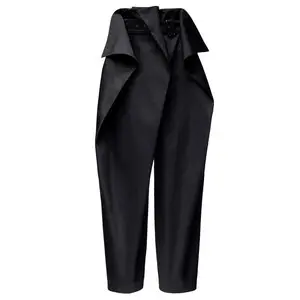 JANA COSHÈ Statement Wide Leg Trousers With Sculptural Pleats And Belted Waist