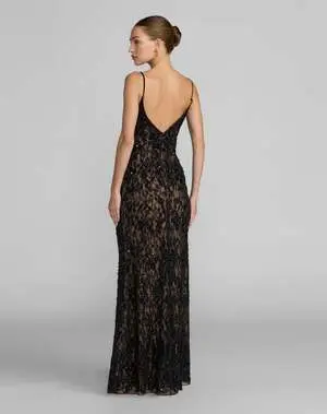 Mac Duggal Embellished Lace Sleeveless Gown