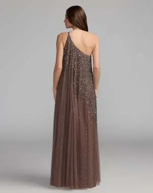 Mac Duggal One Shoulder Embellished Trapeze Gown
