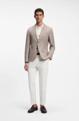 BOSS Slim-fit Blazer In A Patterned Virgin Wool Blend