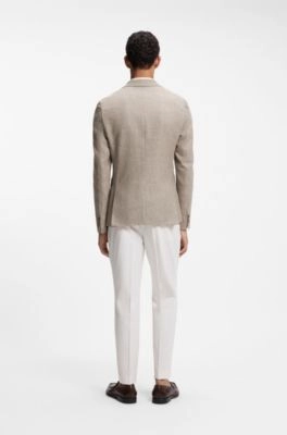 BOSS Slim-fit Blazer In A Patterned Virgin Wool Blend