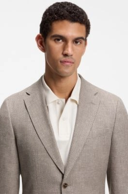 BOSS Slim-fit Blazer In A Patterned Virgin Wool Blend