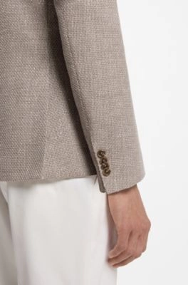 BOSS Slim-fit Blazer In A Patterned Virgin Wool Blend