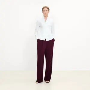 Theory Double Pleat Wide-leg Trousers - Deep Mulberry