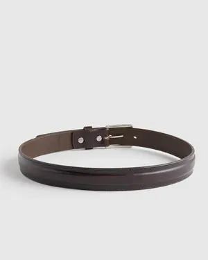 Quince Hugo Contoured Leather Dress Belt - Hickory