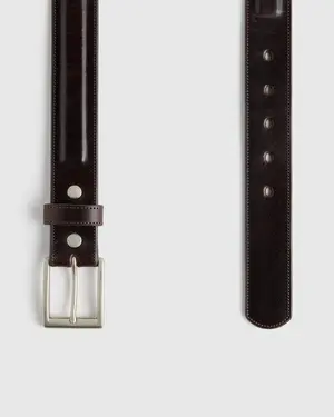 Quince Hugo Contoured Leather Dress Belt - Hickory
