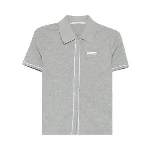 MARINE SERRE Short Sleeve Polo Shirt - Grey