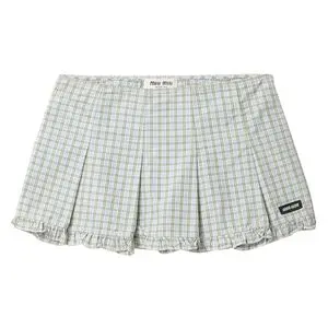 Miu Miu Check Gonna 'bianco/salvia - White