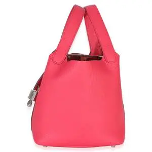 Hermès Rose Extreme Clemence Picotin Lock 18 Phw - Pink