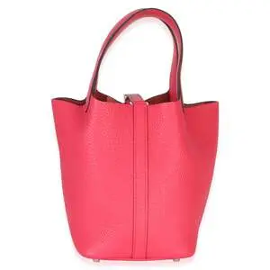 Hermès Rose Extreme Clemence Picotin Lock 18 Phw - Pink