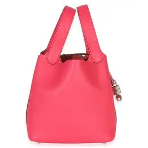 Hermès Rose Extreme Clemence Picotin Lock 18 Phw - Pink