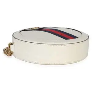 Gucci Mystic Textured Calfskin Web Mini Ophidia Round Shoulder Bag - White