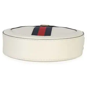 Gucci Mystic Textured Calfskin Web Mini Ophidia Round Shoulder Bag - White