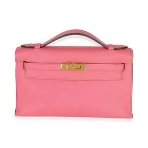 Hermès Rose Azalee Swift Kelly Pochette Ghw