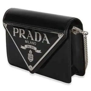 Prada Spazzolato Leather Flap Chain Crossbody Bag