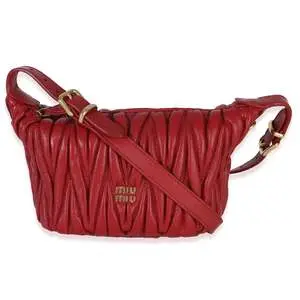 Miu Miu Nappa Matelasse Pouch - Red