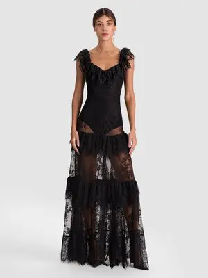 Alice + Olivia Myrna Lace Tiered Gown